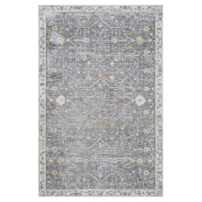 Gray and Ivory Floral Area Rug : Target