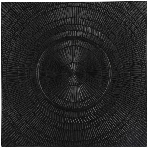 Wood Geometric Handmade Intricately Carved Radial Wall Decor Black ...