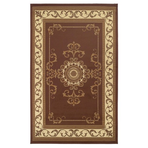 Traditional Medallion Floral Scroll Border Indoor Runner Or Area Rug, 8 ...