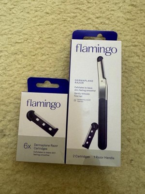 Flamingo Dermaplane Razor - Reusable Facial Razor - 1 Razor Handle - 2 ...