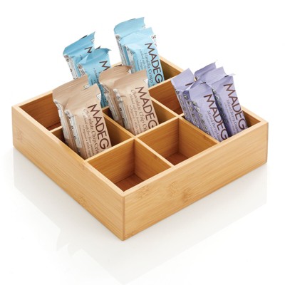 Mdesign Bamboo Wood Kitchen Pantry Food Storage Divided Bin : Target