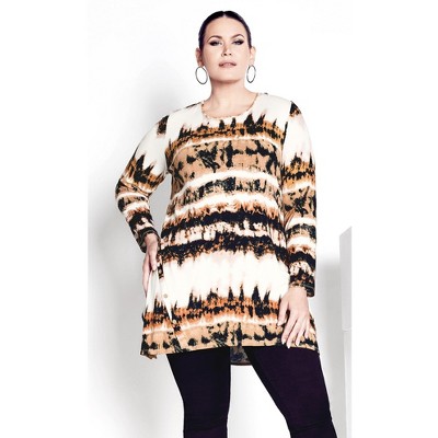 Avenue Women's Plus Size Avril Border Top - 22/24, Evermore : Target