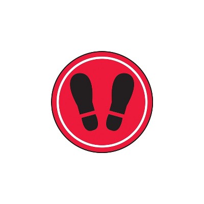 Accuform Slip-gard Floor Decal Footprint In Circle Vinyl 12" Red ...