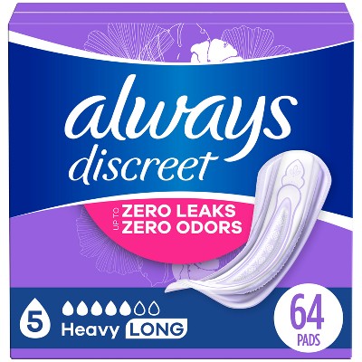 Always Discreet Incontinence Pads - 5 Drop Extra Heavy Long Pads ...