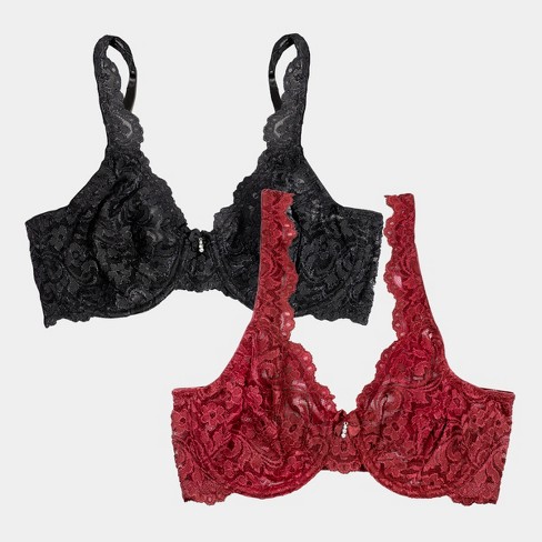 Smart & Sexy Women's Signature Lace Unlined Underwire Bra 2-pack Cherry ...