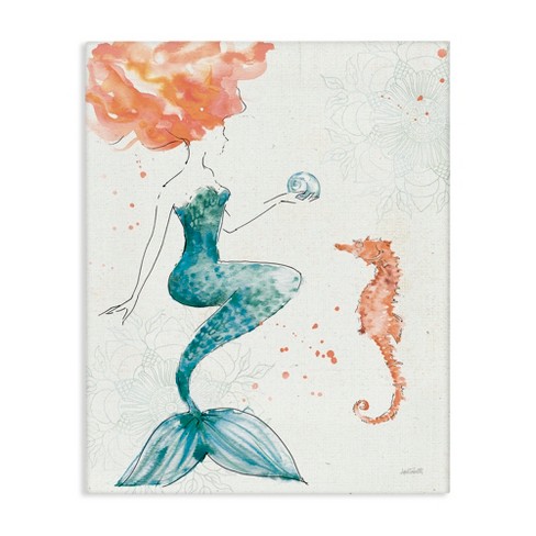 Stupell Industries Mermaid And Ocean Seahorse, 16" X 20" : Target