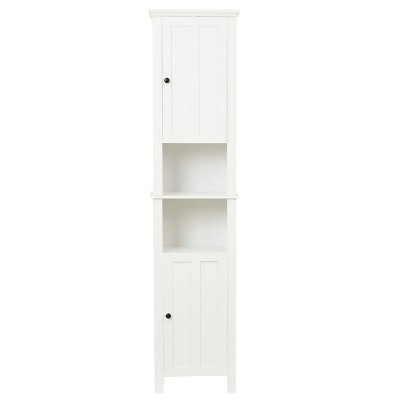 Luxenhome Farmhouse White Mdf Wood Bathroom Storage Cabinet : Target