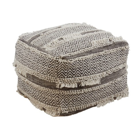 Saro Lifestyle Textured Handwoven Pouf, 20"x20"x14" Square, Grey : Target