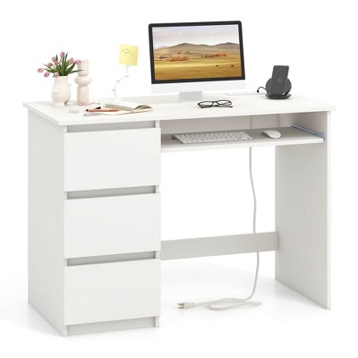 Costway Computer Desk With Drawer Modern Laptop Pc Desk With Adjustable ...