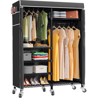 Vipek R4c Rolling Garment Rack Portable Clothes Rack, Black Metal ...