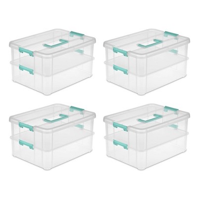 Sterilite Stack And Carry 2 Layer Handle Box, Stackable Plastic Small ...