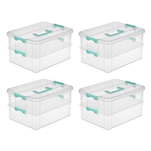 Sterilite Stack And Carry 2 Layer Handle Box, Stackable Plastic Small ...