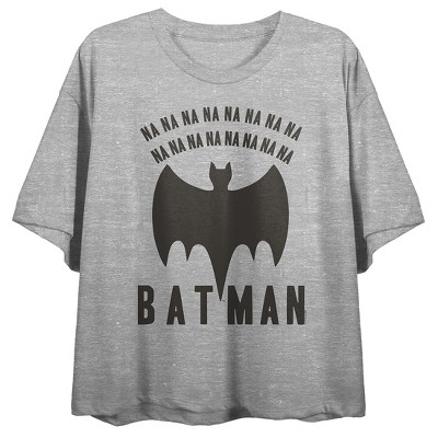 Batman Na Na Na Na Bat Logo Women's Athletic Heather Gray Boyfriend ...