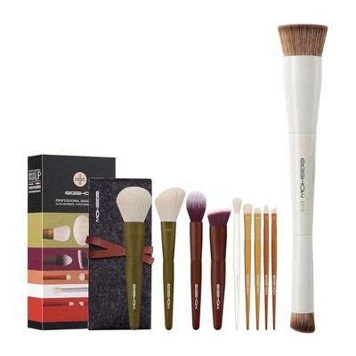ULTIMEA 9Pcs 5 Color Full Makeup Brush Set and Dual Ended Foundation ...
