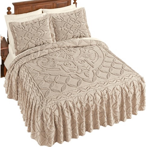 Collections Etc Textured Royal Medallion Chenille Bedspread King Taupe : Target