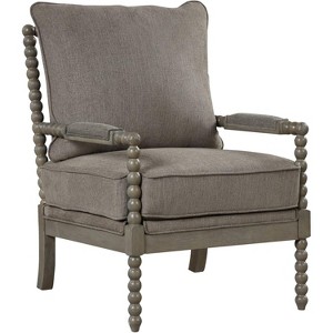 HomeStock 36 in H Taupe Finish Square Wood Frame Straight Armchair ...