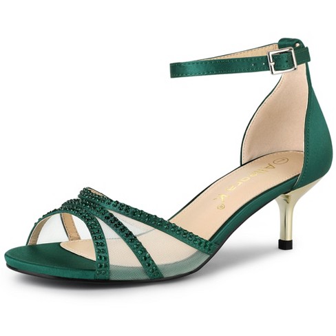 Allegra K Women's Rhinestone Mesh Kitten Heels Sandals : Target