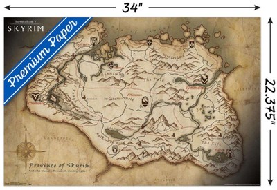 Trends International The Elder Scrolls V: Skyrim - Map Unframed Wall ...