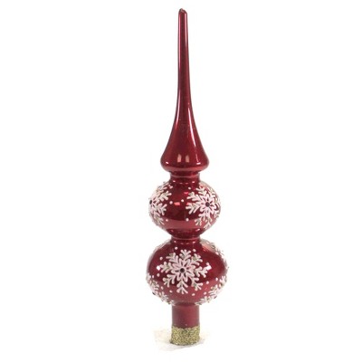 Tree Topper Finial 12.5" Red Modern Tree Topper Glittered Stripes ...