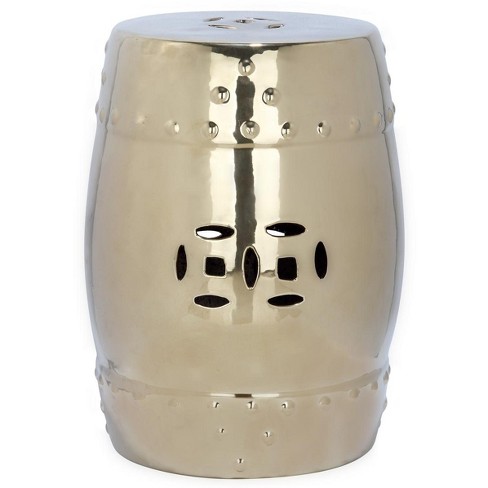 Modern Ming Ceramic Garden Stool Gold Safavieh