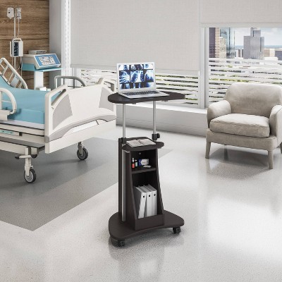 Sit To Stand Rolling Adjustable Height Laptop Cart With Storage ...