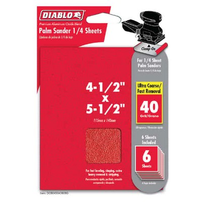 Diablo 5-1/2 In. L X 4-1/2 In. W 100 Grit Aluminum Oxide 1/4 Sheet ...