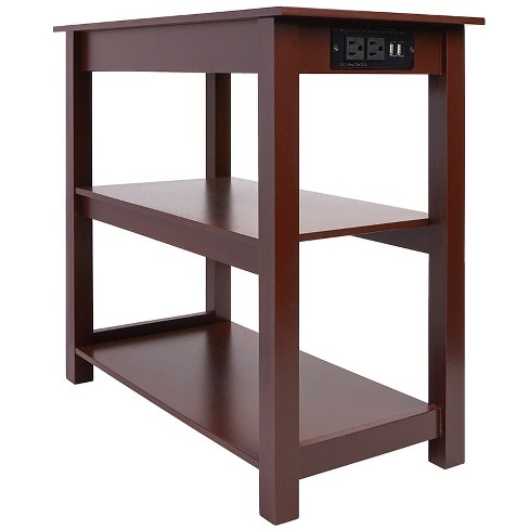 The Lakeside Collection Functional End Table With Power Outlets - Brown ...