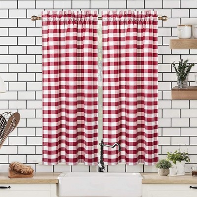 Trinity Buffalo Check Plaid Cotton Blend Kitchen Curtains : Target