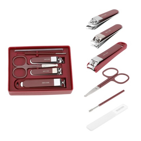 Unique Bargains Beautiful Box Nail Clipper Kit Red 6-piece Set : Target