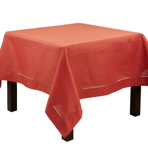 Saro Lifestyle Solid Tablecloth With Hemstitched Border Design ...