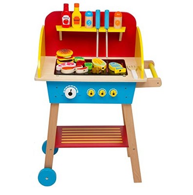 Costway Kids Barbecue Grill Playset, Wooden Kitchen Playset With Clip 4 ...