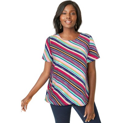 Jessica London Women's Plus Size Stretch Cotton Trapeze Tee - 2x, Multi ...