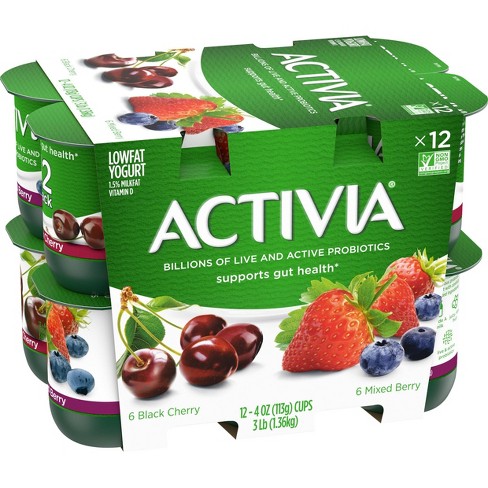 Activia Probiotic Black Cherry & Mixed Berry Yogurt Variety Pack - 12ct ...