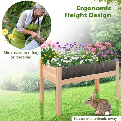 Tangkula Raised Wooden Garden Bed with Legs 31” Elevated Planter Box ...