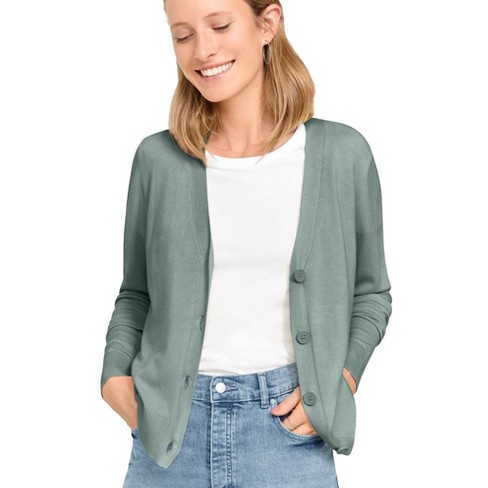 Ellos Women's Plus Size Boxy Cardigan - 10/12, Grey Spruce : Target