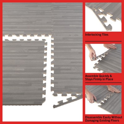Eva Foam Floor Tiles 6-pack - 24 Sqft Woodgrain Puzzle Mats For Floor ...