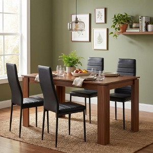 FurnitureR 5-Piece Dining Table Set with 4 PVC Leather Dining Chairs ...