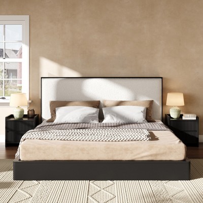 GDFStudio Eirene Modern Boucle Upholstered Platform Bed, Black, King ...