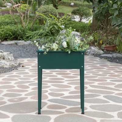 Gardenised Green Freestanding Raised Garden Bed Rectangular Flower ...