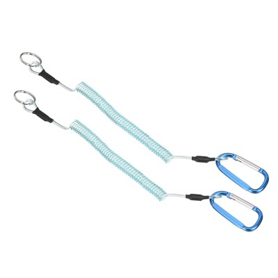 Unique Bargains Retractable Coiled Safety Cords D Shape Carabiners ...