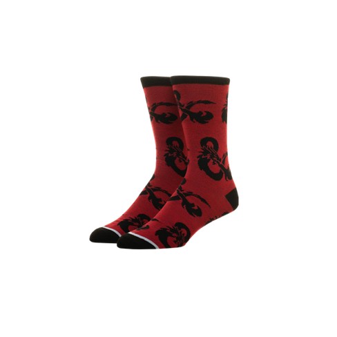 Dungeons & Dragons Printed Red Crew Socks For Men : Target