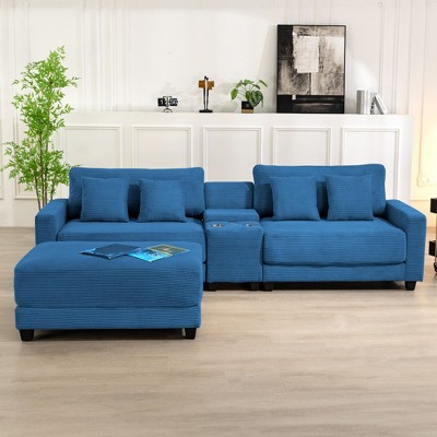 Hyleory 3 - Piece 112'' Corduroy Sectional Living Room : Target