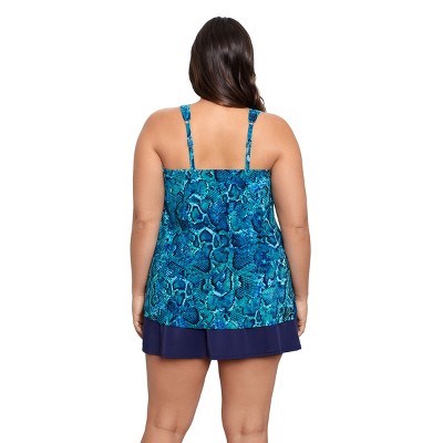 Women's Trimshaper Lily Tankini Swimsuit - 24w - Ocean Serpent : Target