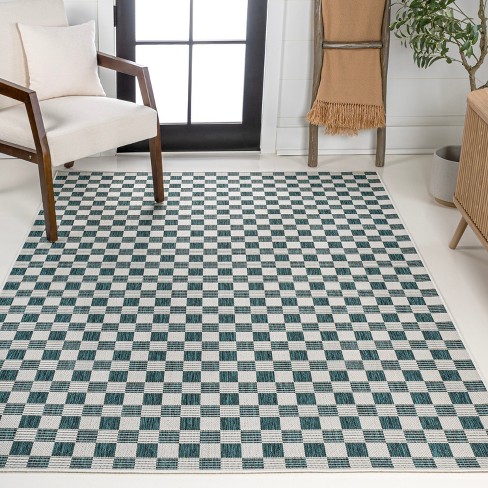 Aimee Traditional Cottage Checkerboard Turquoise/cream 8 Ft. X 10 Ft ...