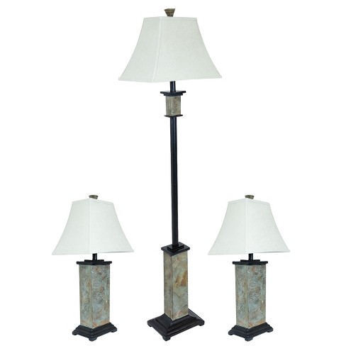 Sunnydaze Timeless Abode Slate 3-piece Floor And Table Lamp Set : Target