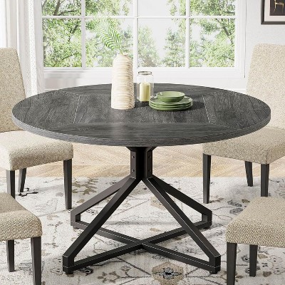 Tribesigns 47-inch Wood Round Dining Table With Metal Pedestal Base ...