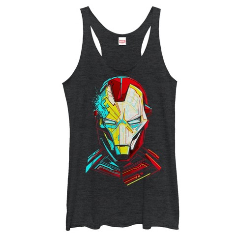 Women's Marvel Iron Man Sketch Racerback Tank Top - Black Heather ...