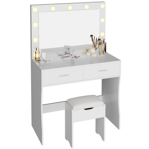 Lacoo 35" Makeup Vanity Table Set With Lights - White : Target