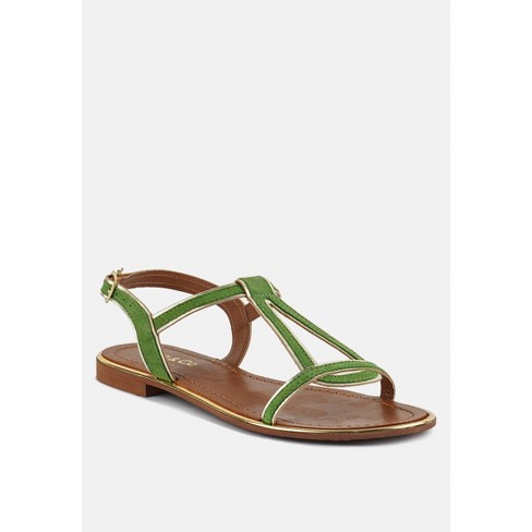 Rag & Co Womens Feodora Green Flat Slip-on Sandals 7 : Target