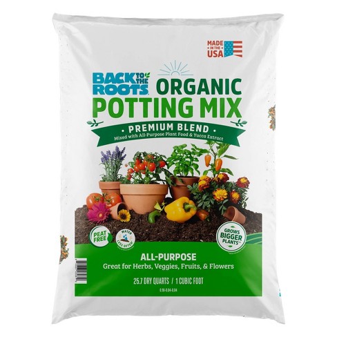 Back To The Roots 25.7qt Organic Potting Mix Premium Blend All Purpose ...